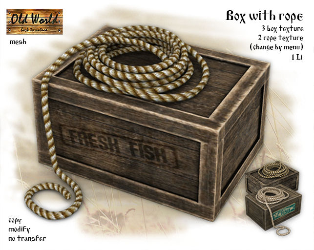 Second Life Marketplace - Wooden Box with Rope - Medieval / Rustic ...