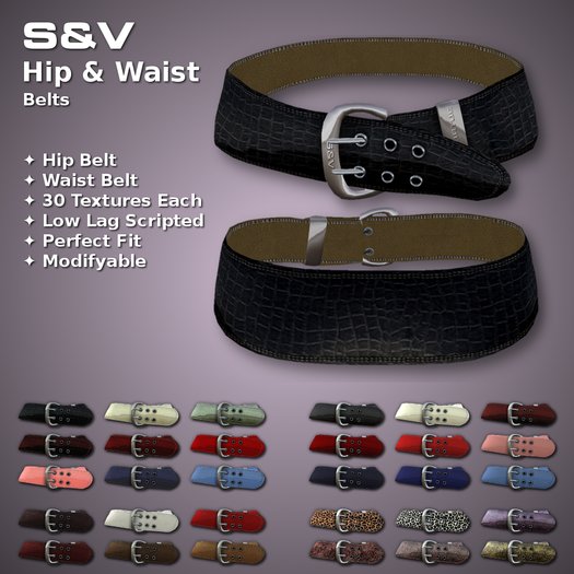 Second Life Marketplace - [:S&V:] Hip & Waist Belts (2 sculpted belts ...