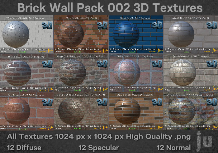 Second Life Marketplace - Brick Wall Pack 002 3D Textures Full Perm