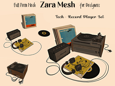 Second Life Marketplace - ZM - Tech - Record Player Set FULL PERMS