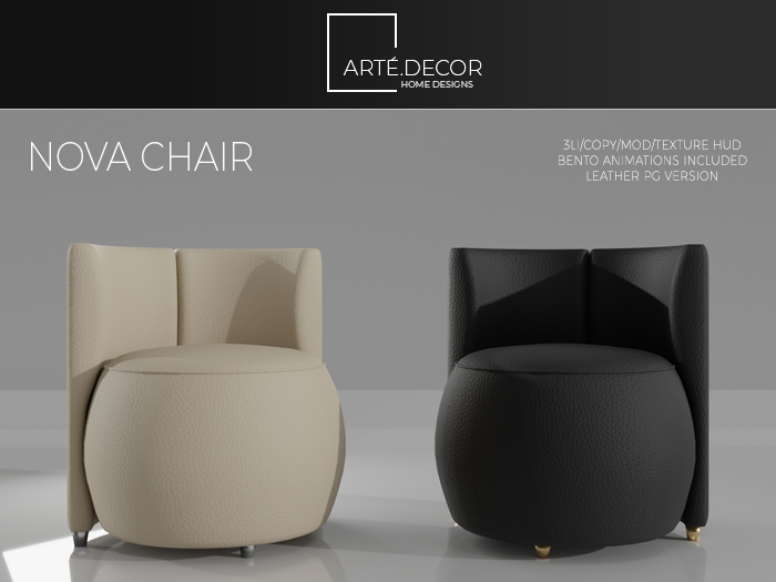 Second Life Marketplace - Arte Decor: Nova Chair - Leather (PG)