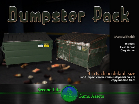 Second Life Marketplace - :D.Assets: - Dumpster Pack [ADD ME]
