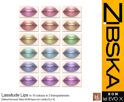Second Life Marketplace - Zibska Evo X ~ Lassitude Lips in 18 colours ...