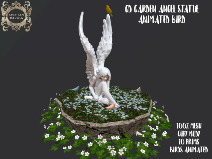 Second Life Marketplace - GD GARDEN ANGEL STATUE ANIMATED BIRD