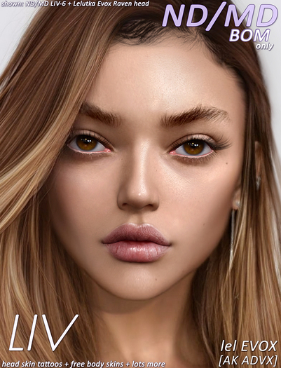 Second Life Marketplace - ND/MD LIV 6-lama BOM skin (Lel EvoX)