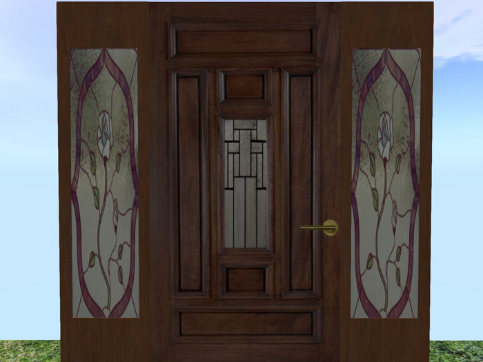 Second Life Marketplace - D3 Door with Side Lights, Stained Glass White ...