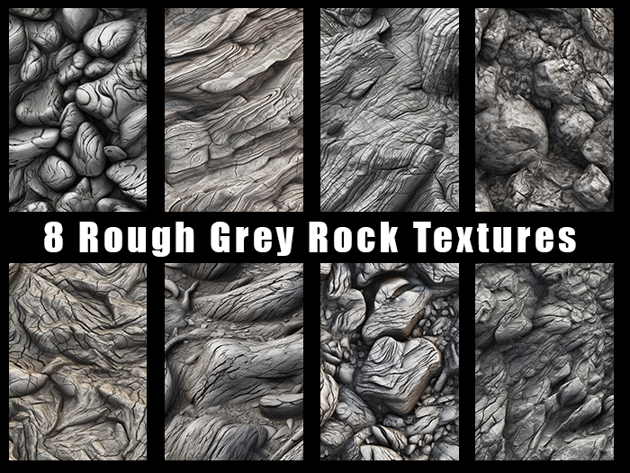 Second Life Marketplace - Rough Grey Rock - 8 textures - FULL PERM PACK