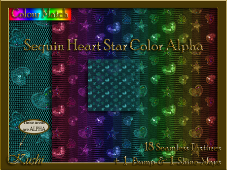 Second Life Marketplace - Sequin Heart Star Color Alpha Seamless ...