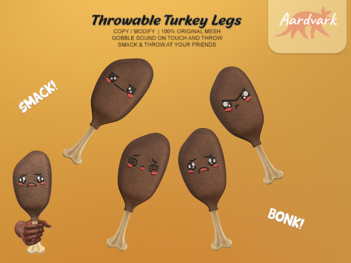 Second Life Marketplace - Aardvark : Throwable Turkey Legs - Gobbles