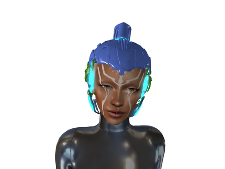 Second Life Marketplace - Cyborg helmet with ponytail