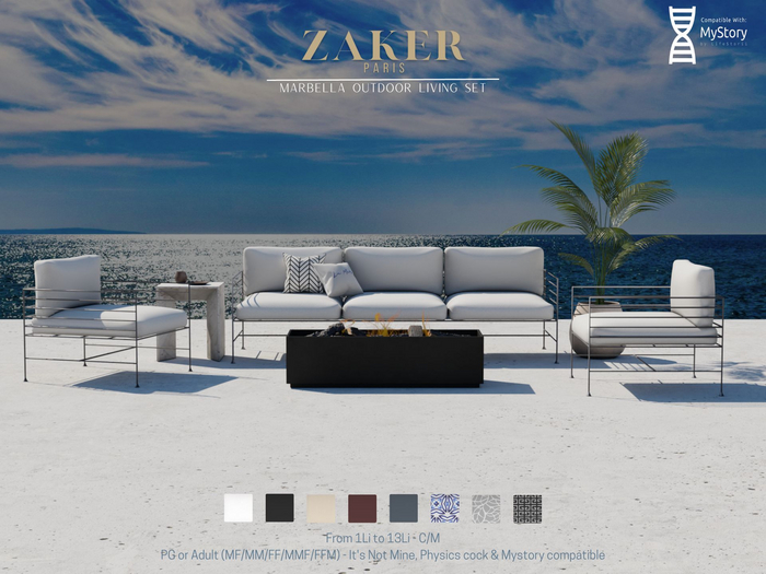 Second Life Marketplace - ZAKER : Marbella outdoor set PG