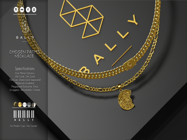 Second Life Marketplace - 'BALLY' Chosen Paths Necklace 18k Gold