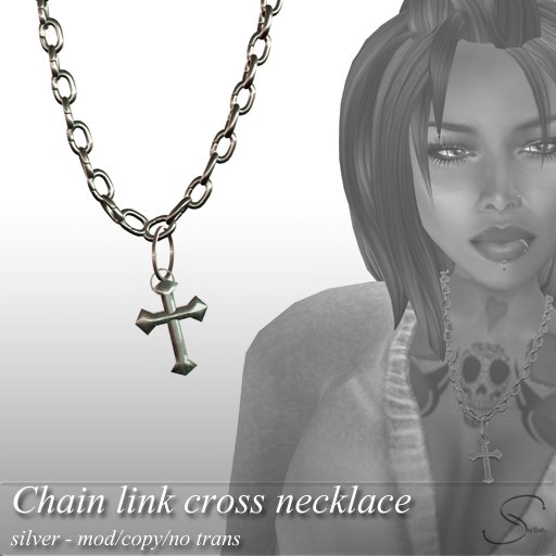 Second Life Marketplace - [Stellar] Chain Link Cross Necklace (unisex)
