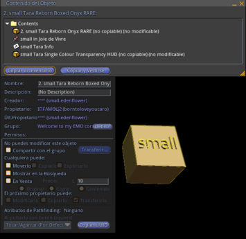 Second Life Marketplace - 2. small Tara Reborn Boxed Onyx RARE