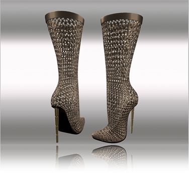 Second Life Marketplace - Boots Leather-Calf Fishnet & Metal Heel beige ...