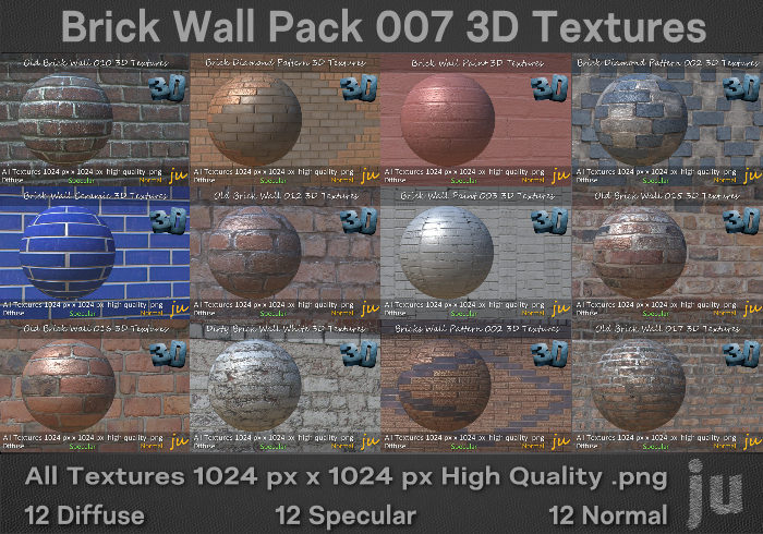 Second Life Marketplace - JU Brick Wall Pack 007 3D Textures Full Perm