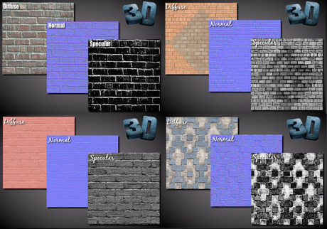 Second Life Marketplace - JU Brick Wall Pack 007 3D Textures Full Perm