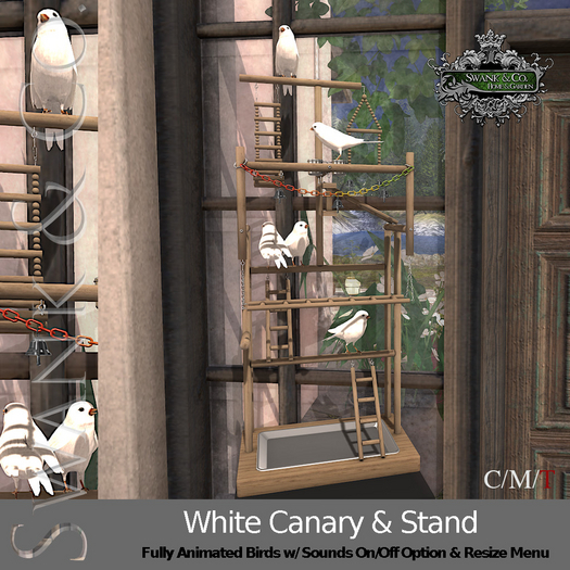 Second Life Marketplace - Swank & Co. White Canary & Stand v3