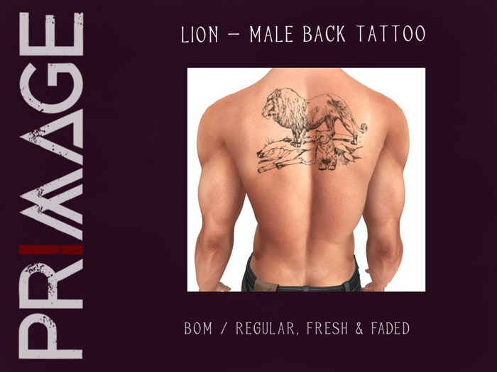 Second Life Marketplace - //PRIMAGE// Male Back BOM Tattoo Lion Family