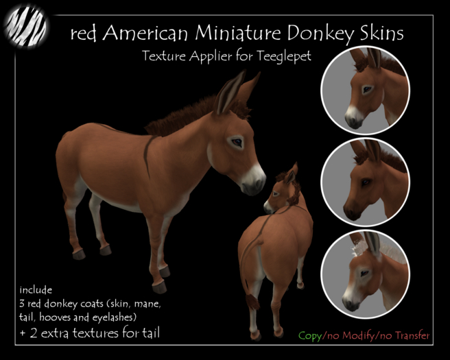 Second Life Marketplace - [SM] red American Miniature Donkey skins Appliers