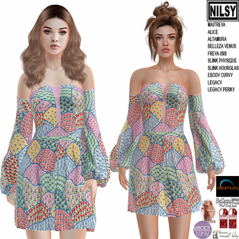 Second Life Marketplace - PRINTED CHIFFON DRESS,MESH BODY