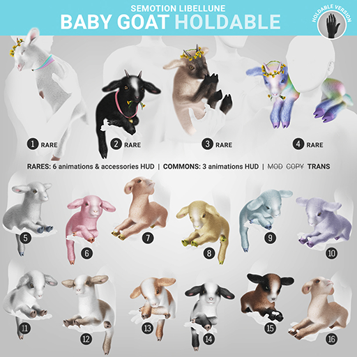 Second Life Marketplace - 2. SEmotion Libellune Baby Goat Holdable RARE