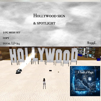 Second Life Marketplace - Hollywood sign & spotlight-Box LI=24
