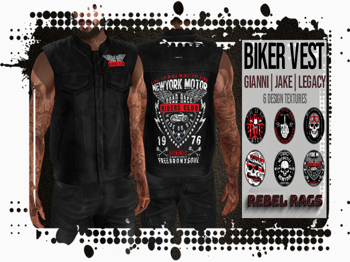 Second Life Marketplace - Rebel Rags - Biker Vest Black Leather