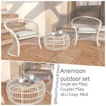 Second Life Marketplace - Bloom! - Anemoon outdoor set (ADD)