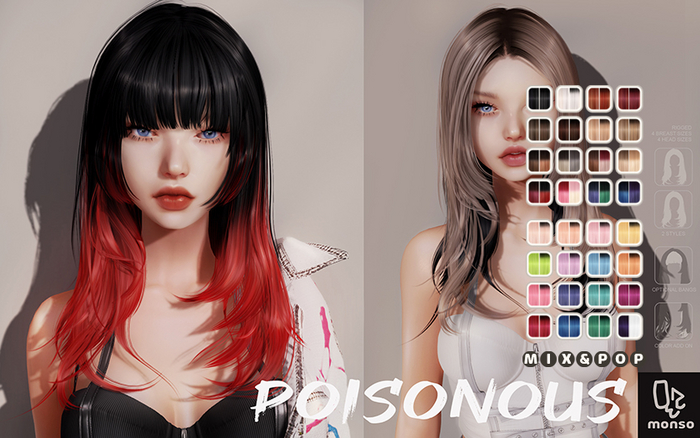 Second Life Marketplace - [monso] Poisonous Hair /Mix & Pop