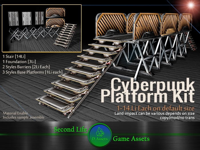 Second Life Marketplace - :D.Assets: - Cyberpunk Platform Kit [ADD ME]