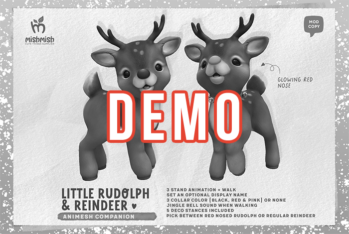 Second Life Marketplace - MishMish - Little Rudolph & Reindeer DEMO