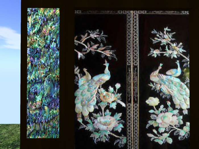Second Life Marketplace - D31 Door Peacocks in Mother of Pearl