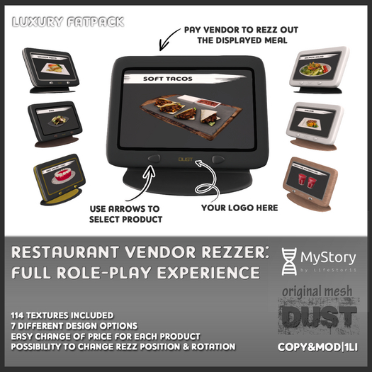 Second Life Marketplace - DUST: MyStory Restaurant Vendor REZZER ...