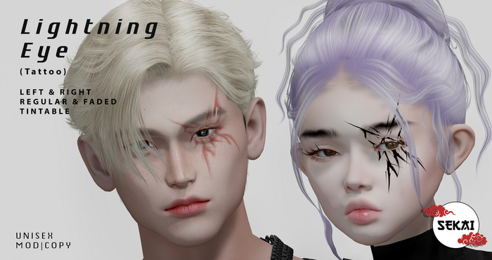 Second Life Marketplace - +SEKAI+ Lightning Eye - Tattoo [Evox/SLUV] Demo