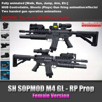 Second Life Marketplace - SH RP Prop Gun - SOPMOD M4 GL (Female Version)