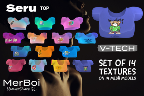 Second Life Marketplace - MerBoi Seru Top - Set of 14 for V-Tech