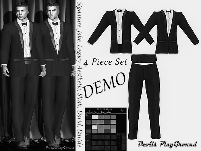 Second Life Marketplace - DEMO Men's Tuxedo Sebastian - Hud - Signature ...