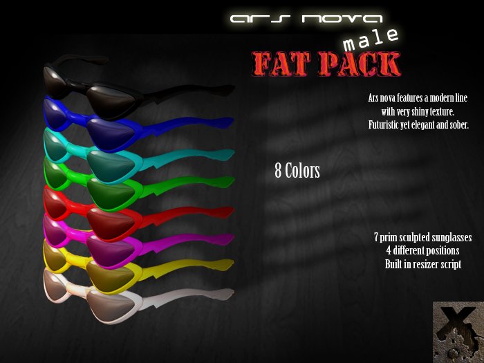 Second Life Marketplace - Sunglasses Ars nova Male (All colors) FAT PACK