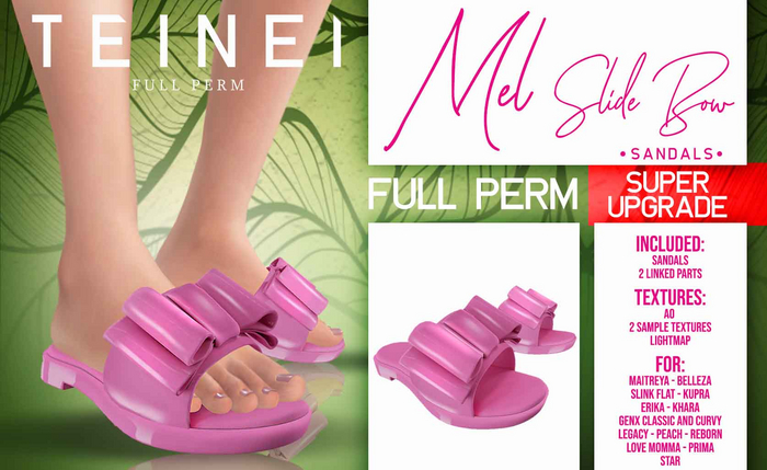 Second Life Marketplace - TEINEI - MEL SLIDE BOW SANDALS SUPER UPGRADE ...