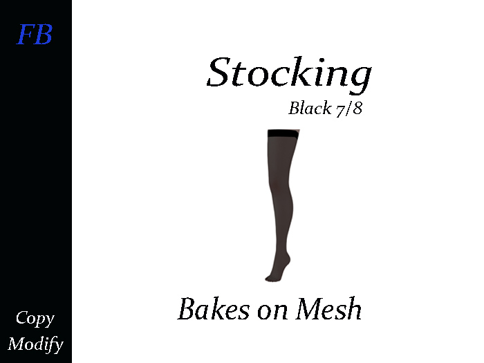 Second Life Marketplace - FB Stocking 7/8 Black B.O.M/ Classic