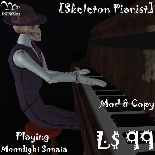 Second Life Marketplace - [Skeleton Pianist] Vendor Wishing Well Fountains