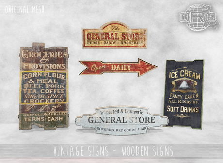 Second Life Marketplace - -DRD- Vintage Signs - Wooden Signs