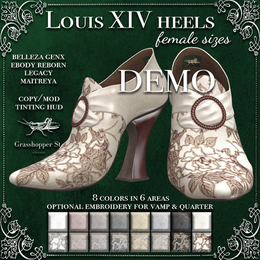 Second Life Marketplace - Grasshopper St Louis XIV Heels - Female DEMO