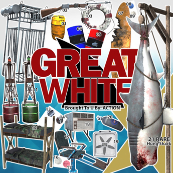 Second Life Marketplace - 09 Action Great White - SharkBite Surfboard White