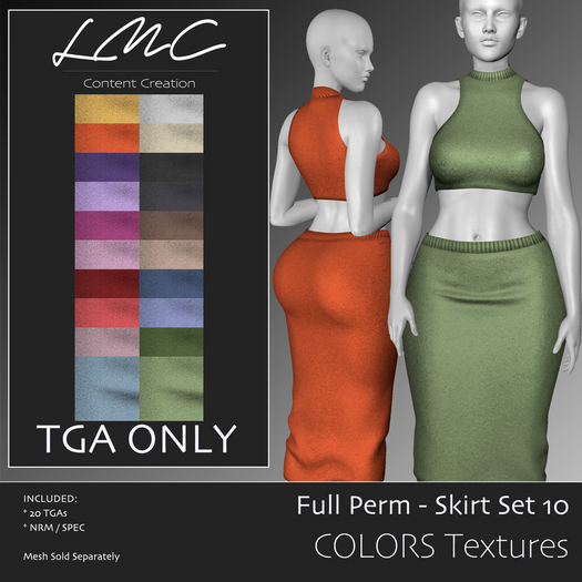 Second Life Marketplace - LMC TGA - Colors - Textures for the LMC Skirt ...