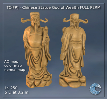 Second Life Marketplace - TC(FP) - Chinese Statue God of Wealth FULL PERM