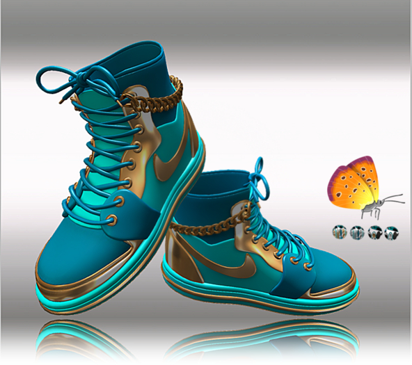 Second Life Marketplace - Sneakers with Lacing & Chain tuerkis Color ...