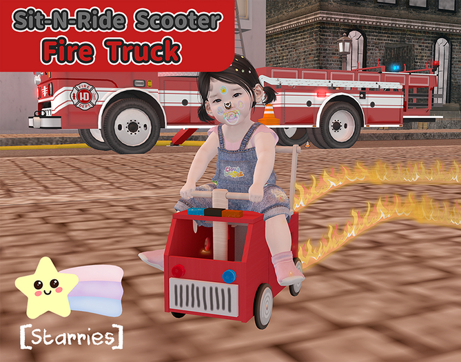 Second Life Marketplace - [Starries] Sit-N-Ride Scooter - Fire Truck ...