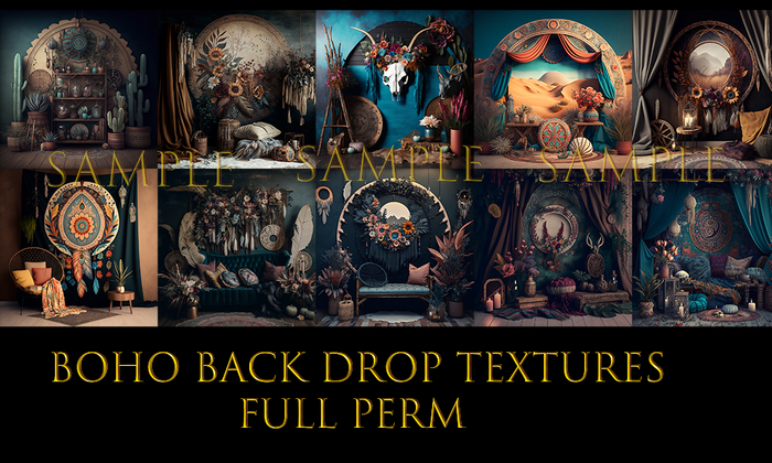 Second Life Marketplace - SATO - 10 - Boho Dark Backdrops Textures, Full perm